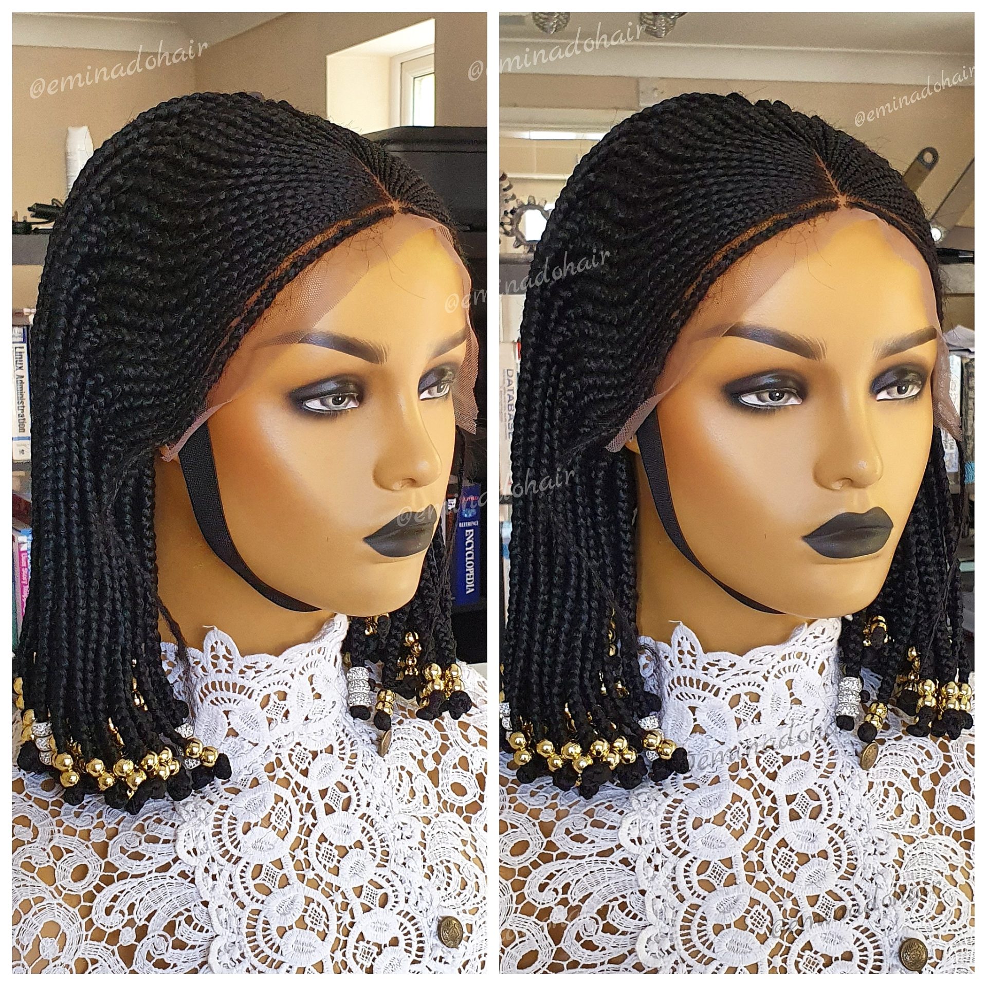 Cardi B with Beads Black Braided Wig – Braided Wigs Store UK | Eminado ...