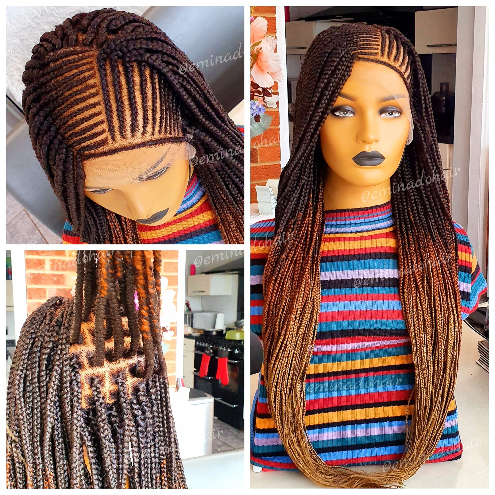 Tiwa Brown Cornrow Braided Wig – Braided Wigs Store UK | Eminado ...