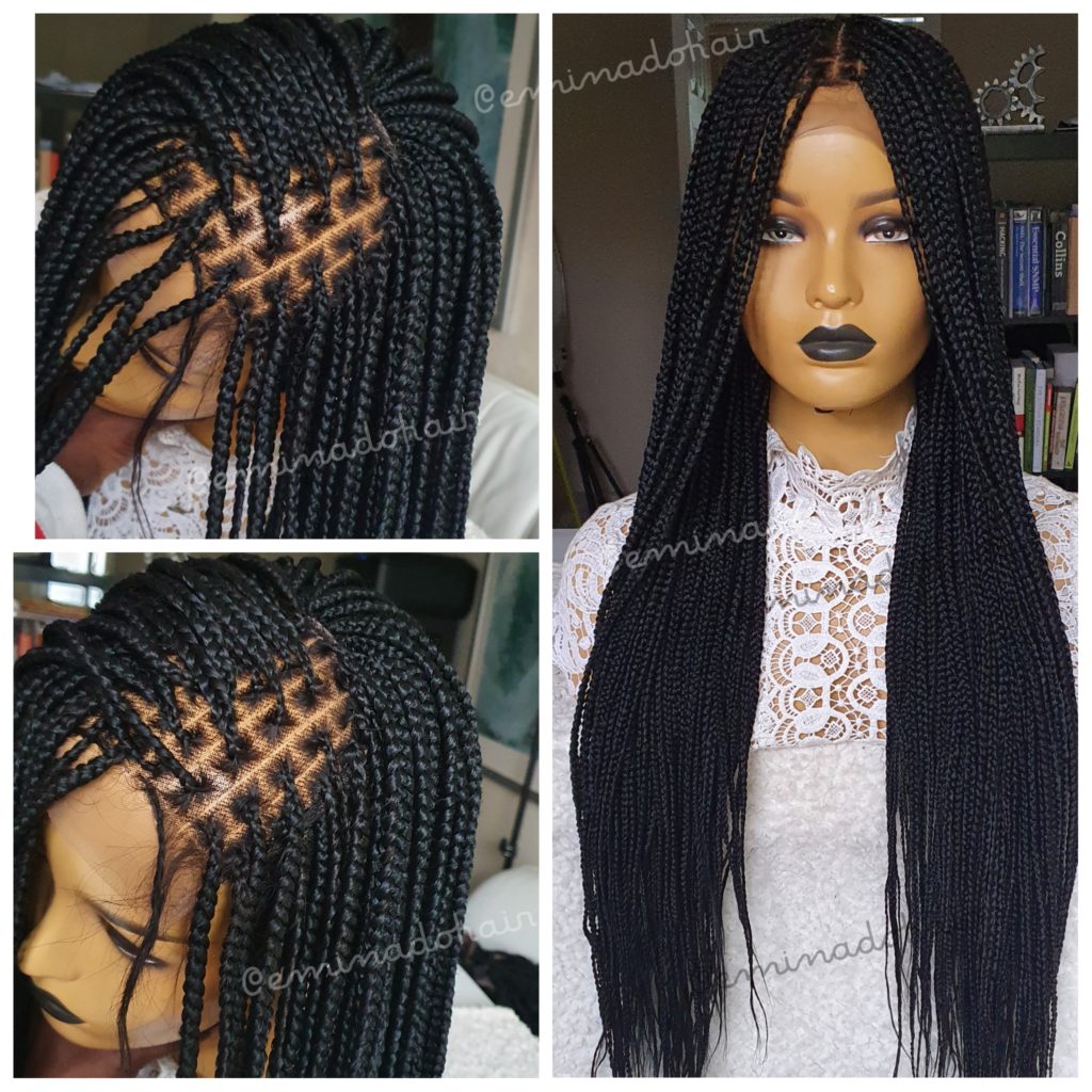Knotless Braids Black Closure 4by4 Braided Wig, 1 ready to ship ...