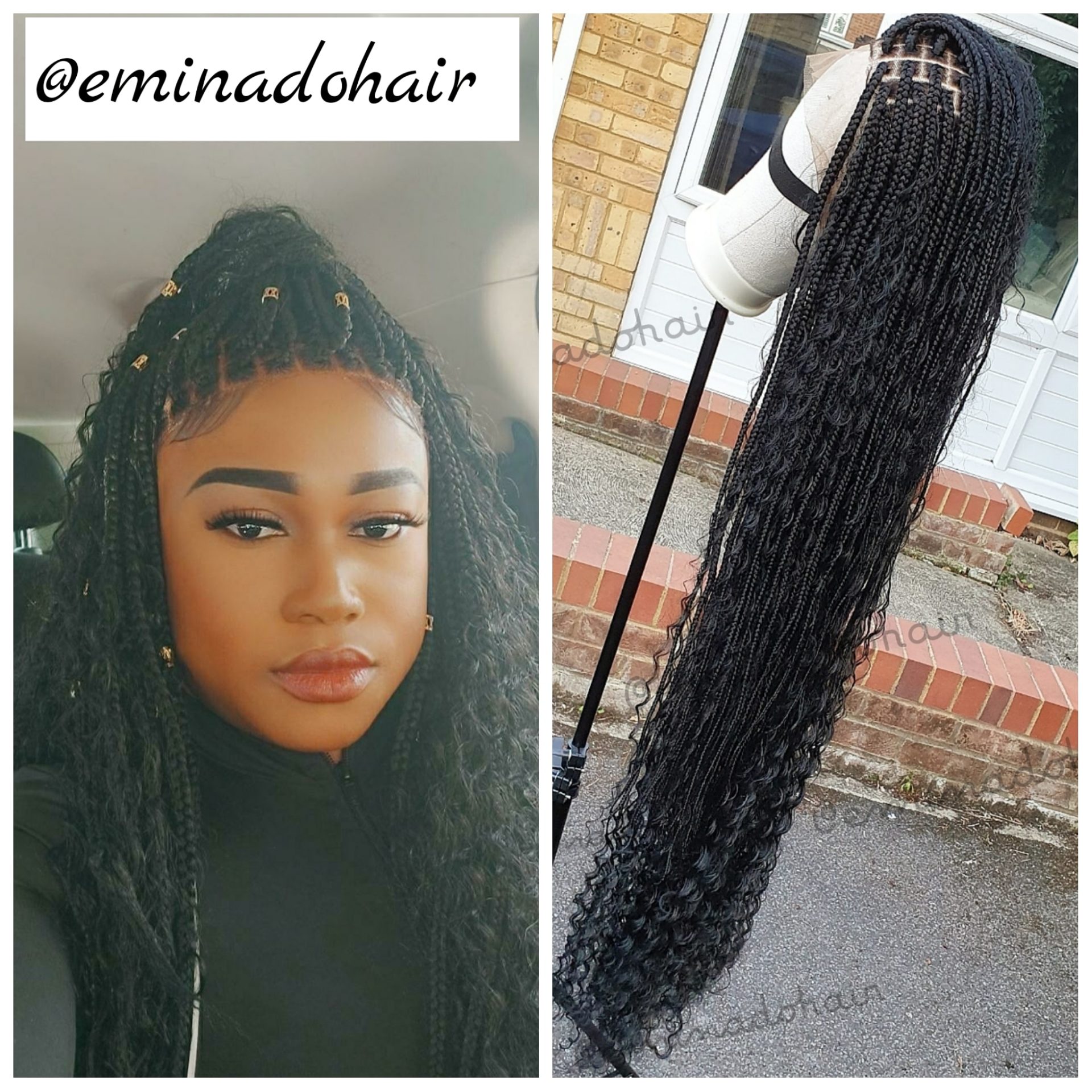 Boho Knotless Box Braids Black Frontal 13x4 Braided Wigs Store Uk