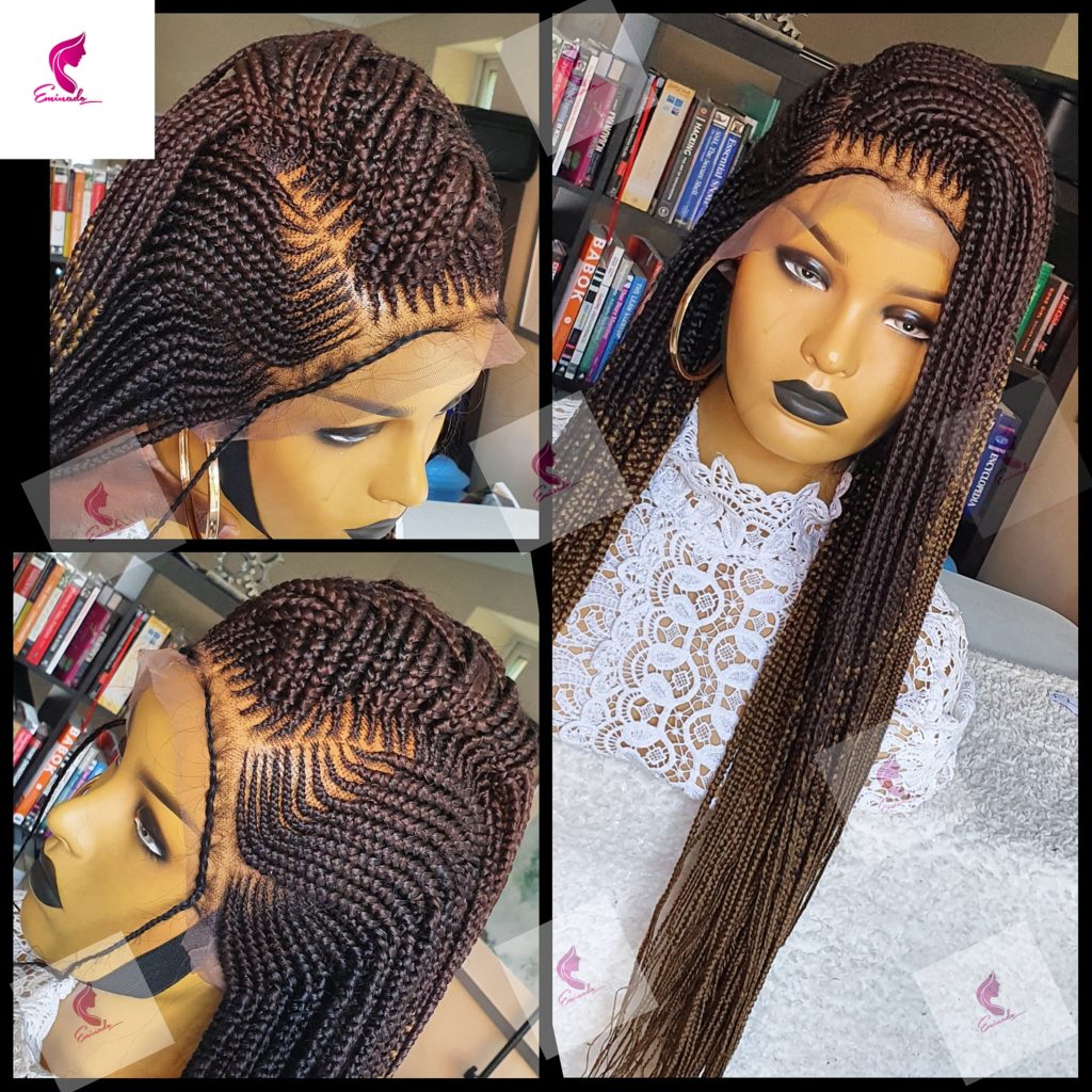 Abi Ket Cornrow Ombre Blend Brown Braided Wig – Braided Wigs Store UK ...
