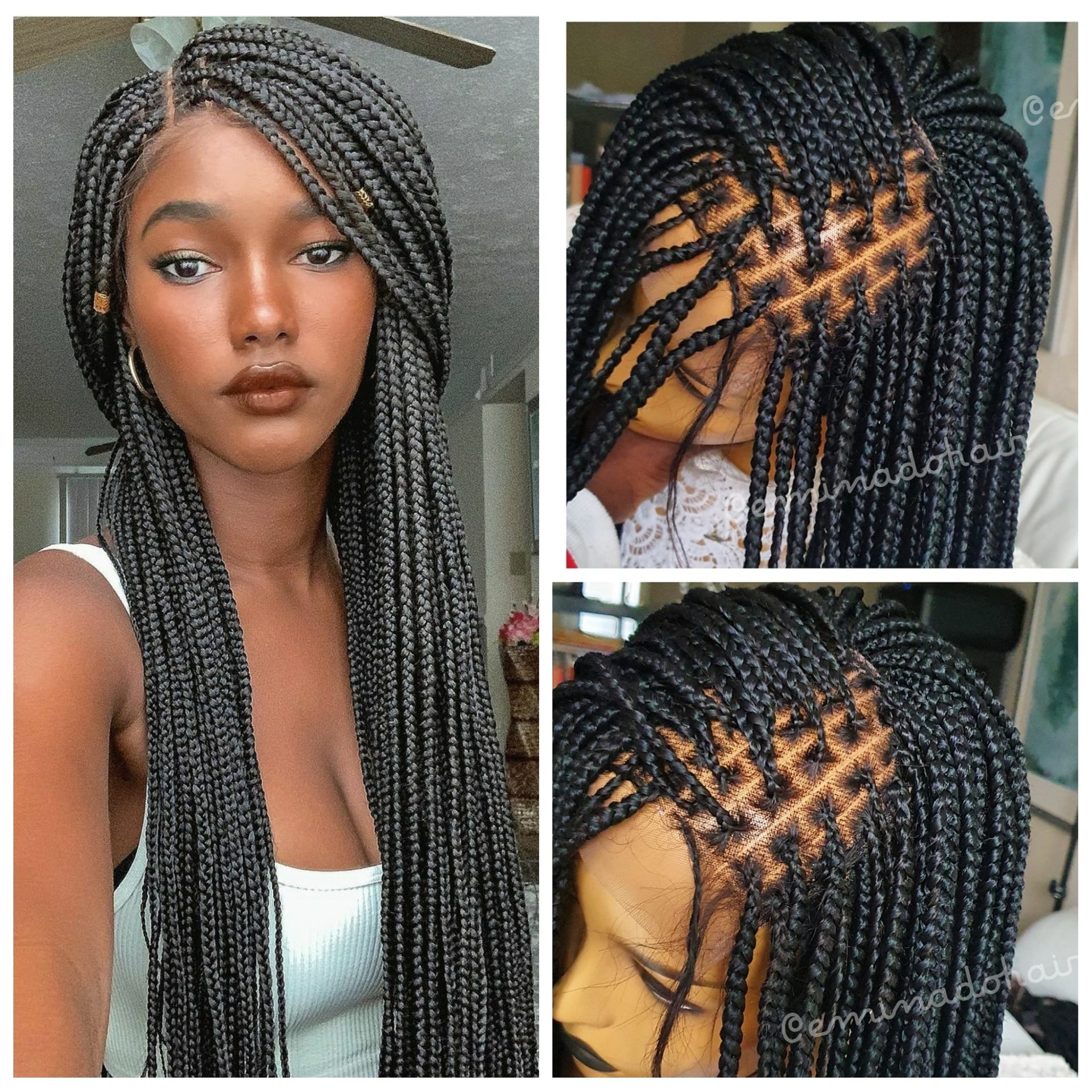 Knotless Braids Black Closure 4by4 Braided Wig, 1 ready to ship ...