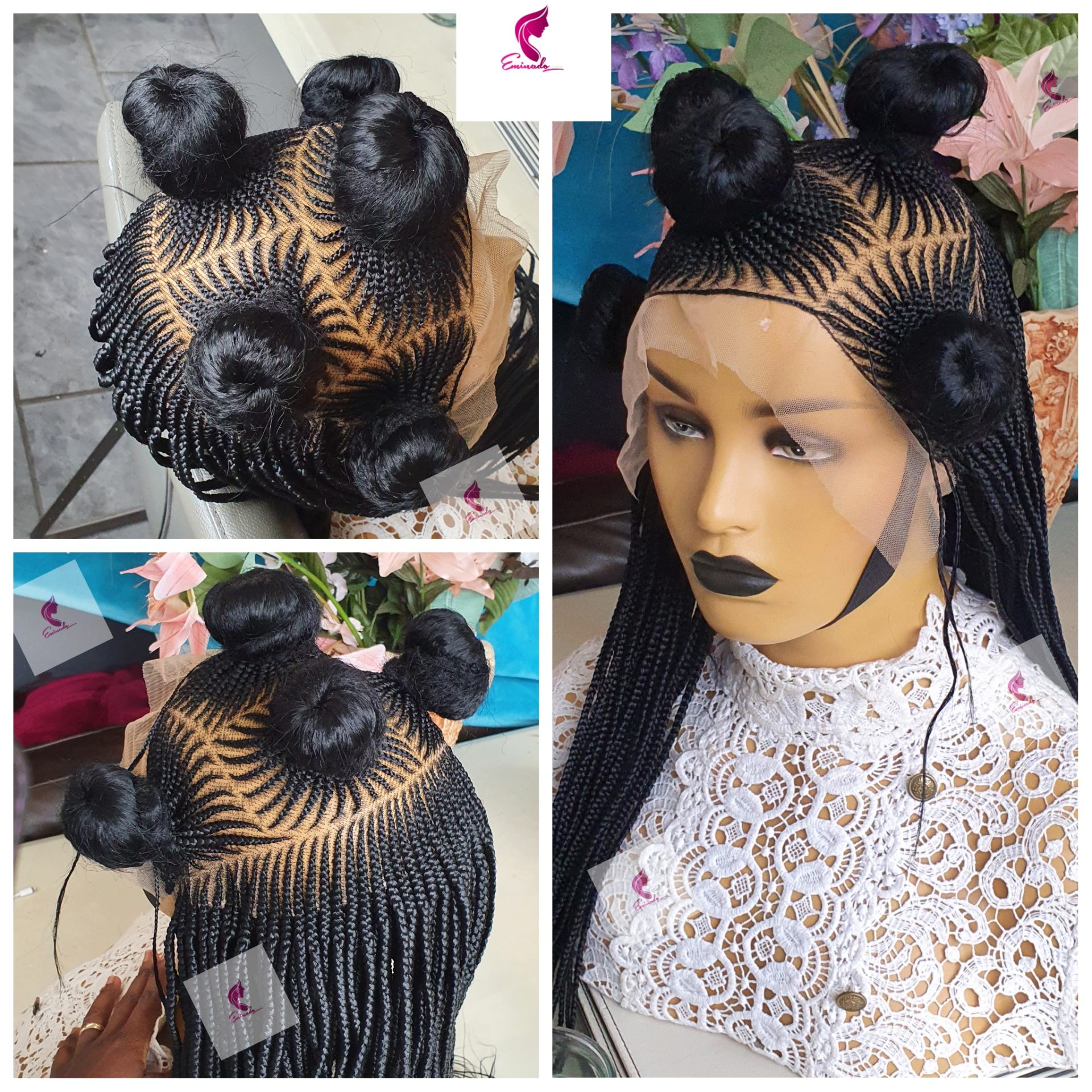 Bantu Black Ket Cornrow Braided Wig – Braided Wigs Store UK | Eminado ...