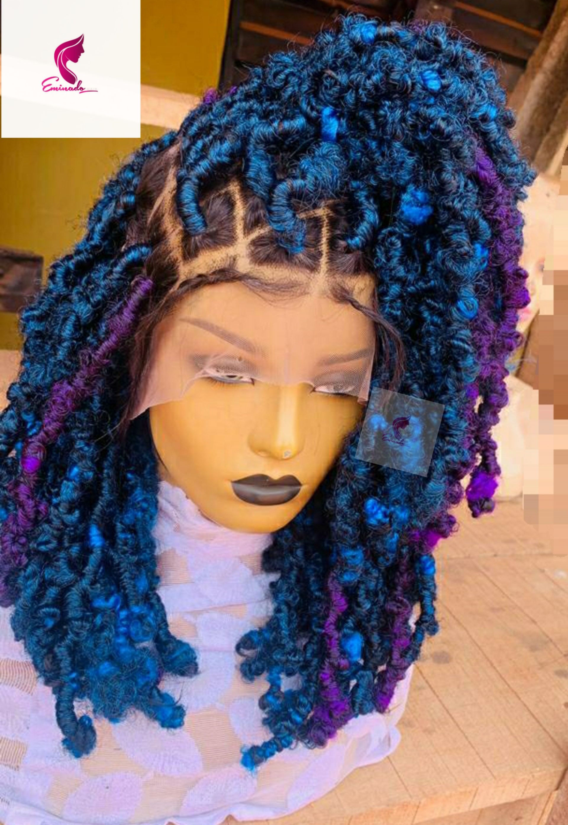 Blue Purple Distressed Butterfly Locs Braided Wig – Braided Wigs Store ...