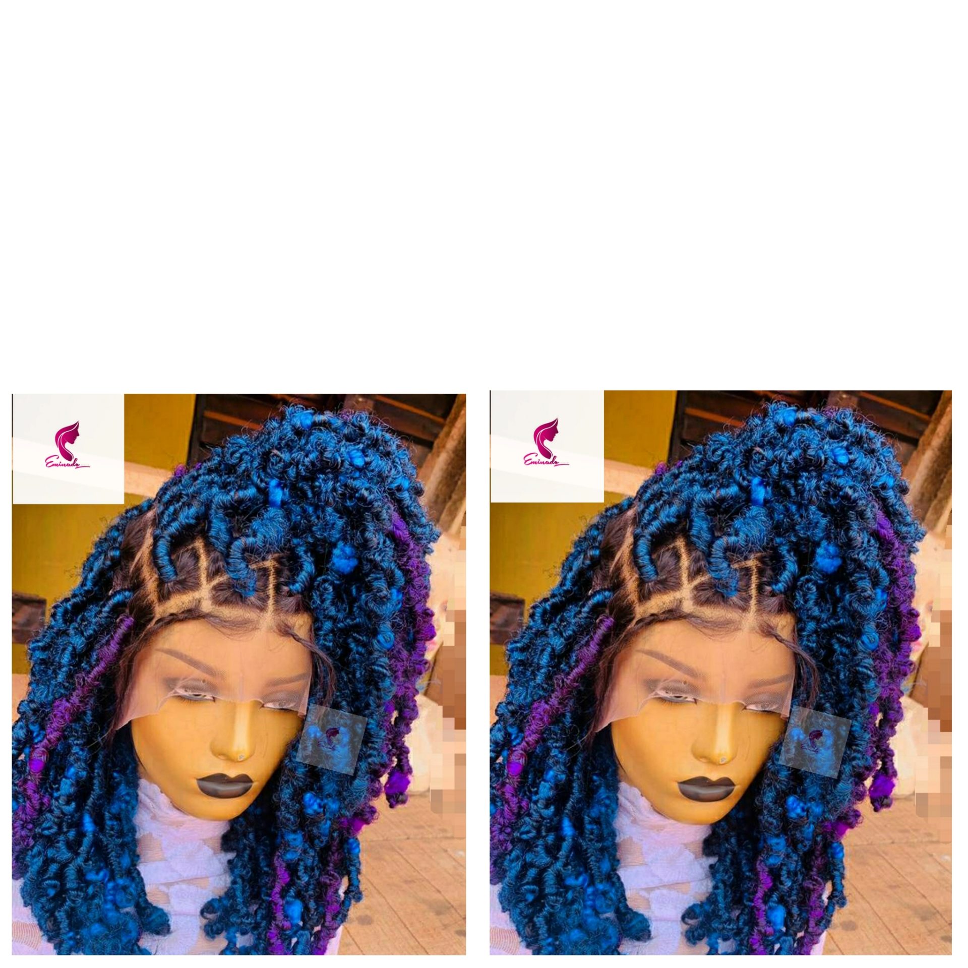 Blue Purple Distressed Butterfly Locs Braided Wig – Braided Wigs Store ...