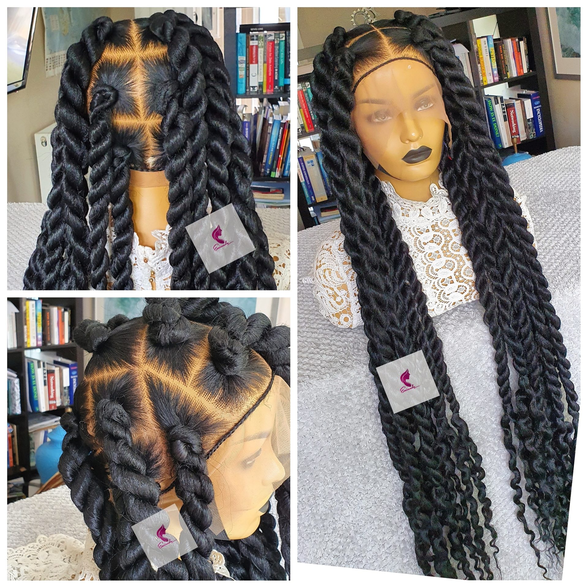 Funmi Distressed Black Chunky Twist Full Lace Braided Wig. – Braided ...