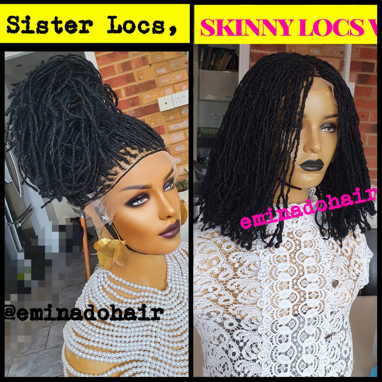 Skinny Sister Locs Black Locs Braided Wig – Braided Wigs Store UK ...