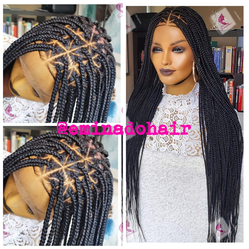 Knotless Braids Triangle Closure 6by6 Box Braided Wig – Braided Wigs ...