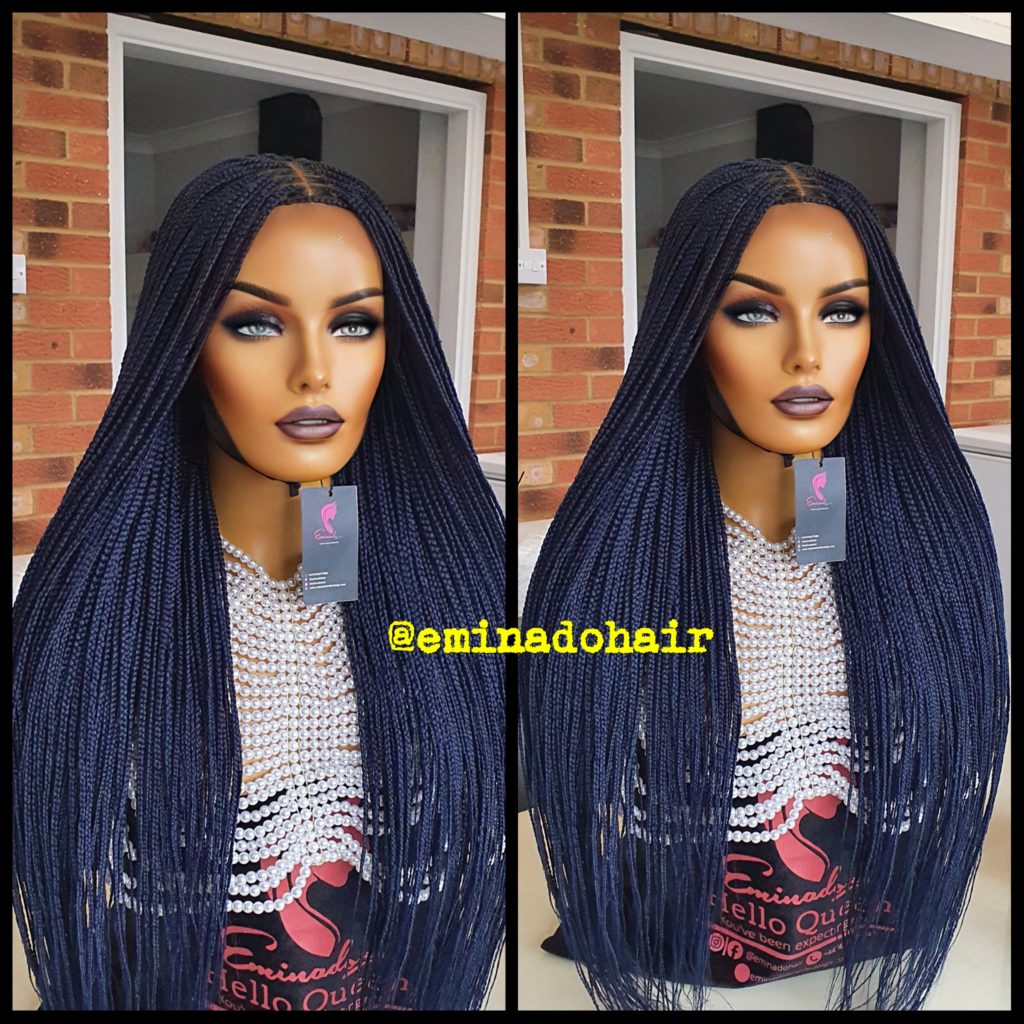 Knotless Braids Dark Blue frontal 13×4, ready to ship, heavily ...