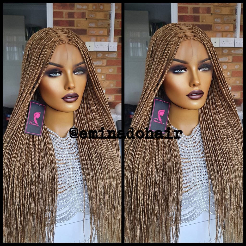 Knotless Brown Blonde Braids Full Frontal Box Braided Wig Eminado Hair