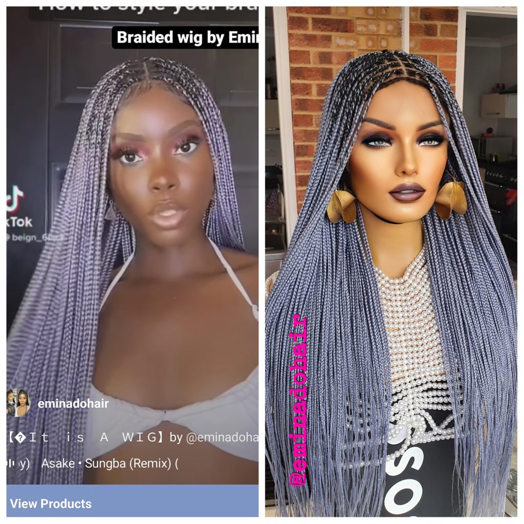 Knotless Braids Metallic Blue Box Braided Wig – Braided Wigs Store UK ...