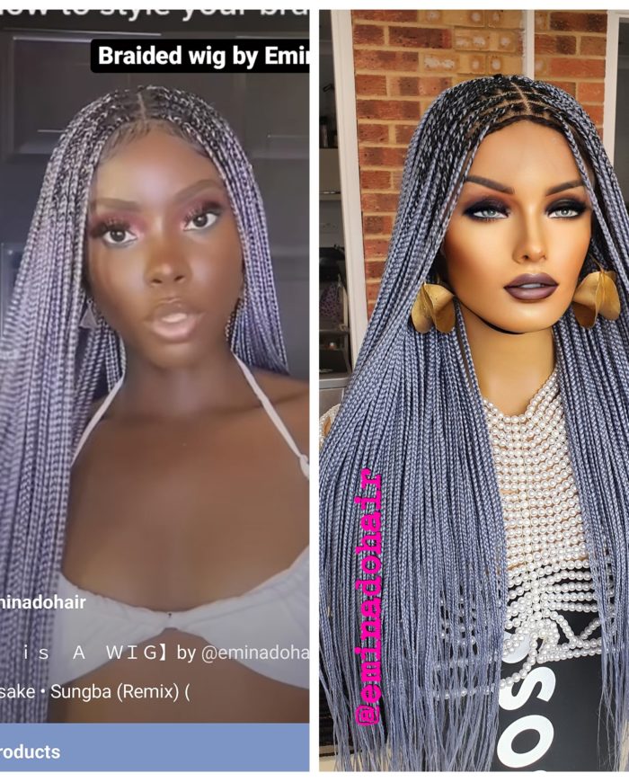 Knotless Braids Dark Blue Box Braided Wig – Braided Wigs Store UK ...