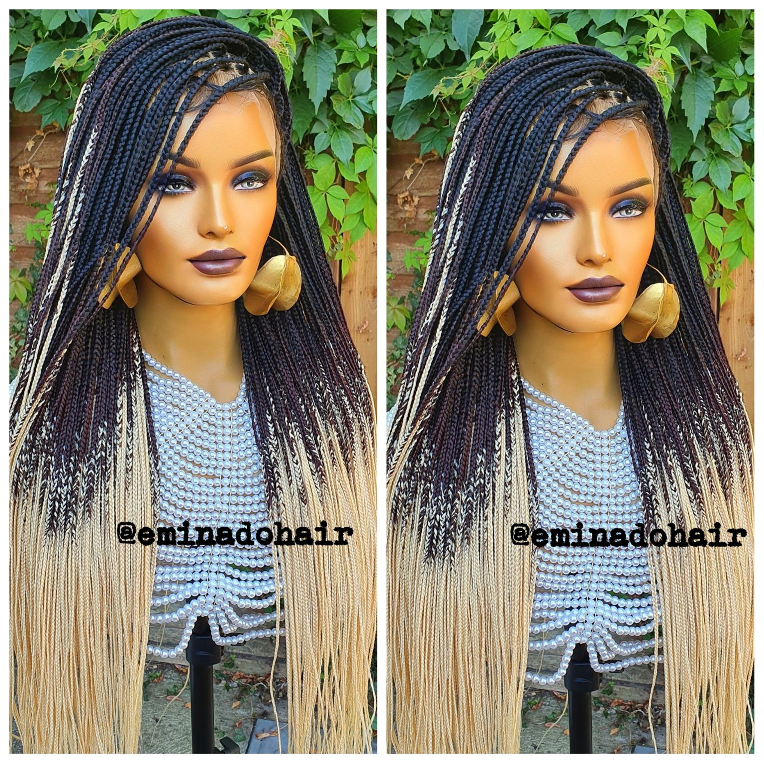 Knotless Brown Platinum Blonde Ombre Box Braided Wig – Braided Wigs ...