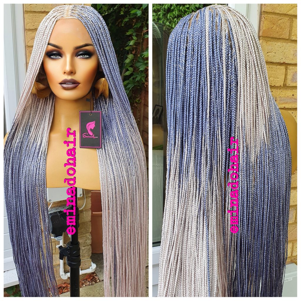 Reverse Ombre Blue/Blonde Box Braided Wig – Braided Wigs Store UK ...