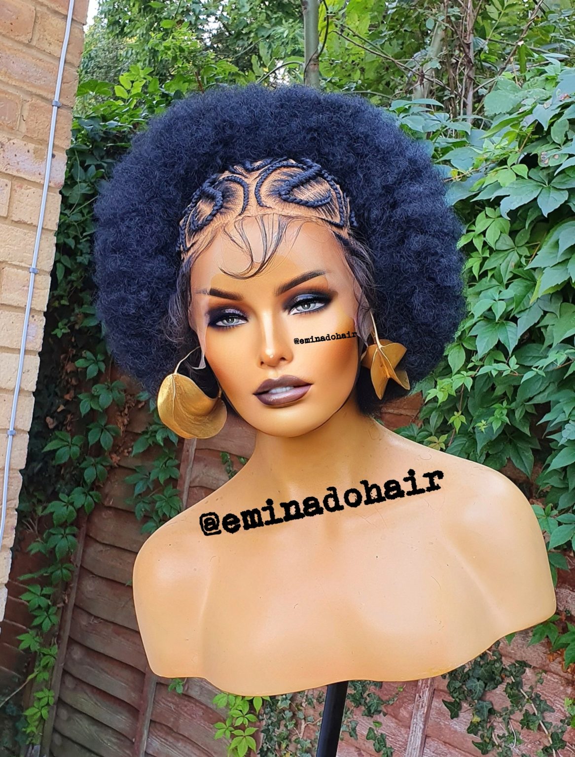 Milly Black Cornrow with Afro Puff Braided Wig – Braided Wigs Store UK ...