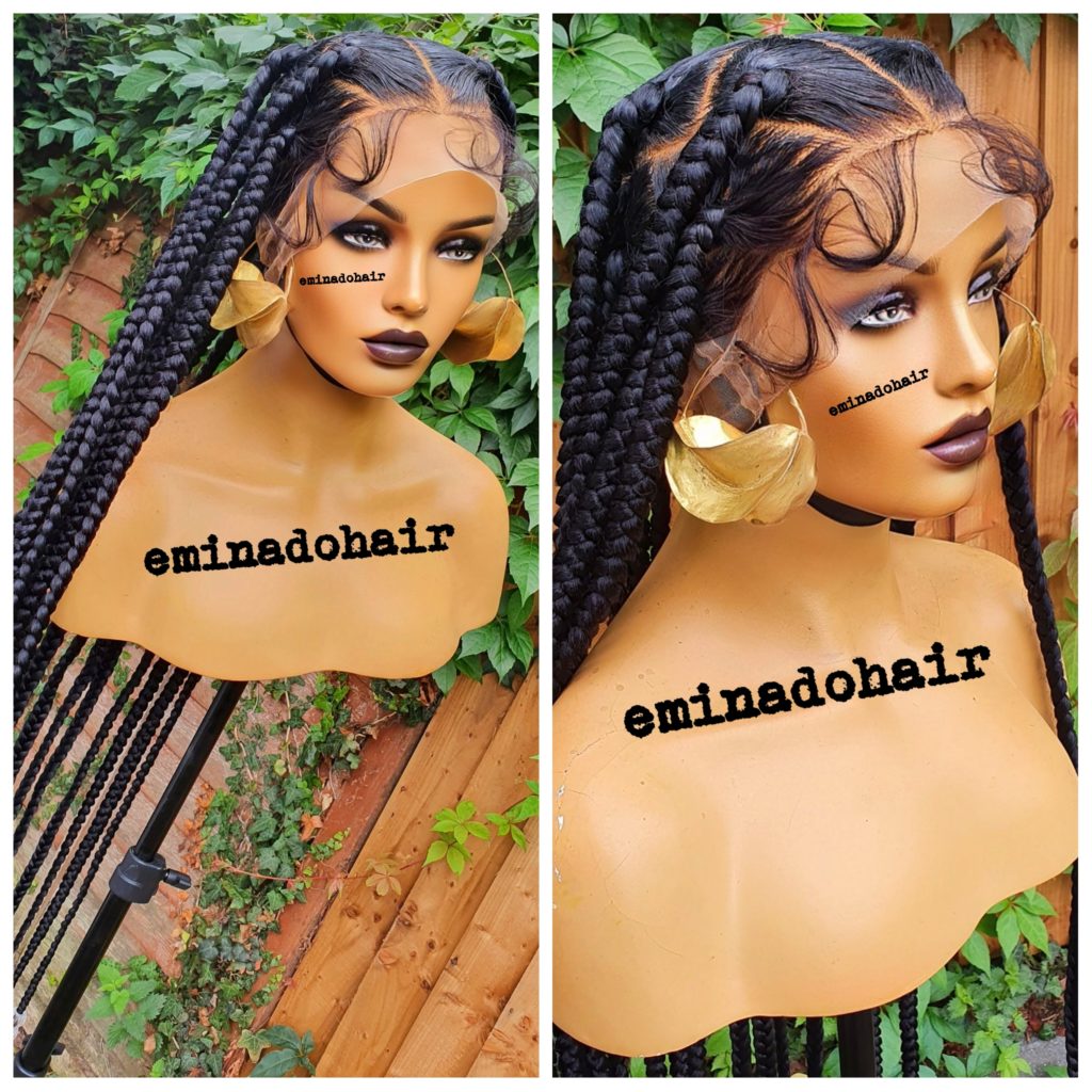 Steff Don Black with Beads Knotless, full lace wig – Braided Wigs Store ...