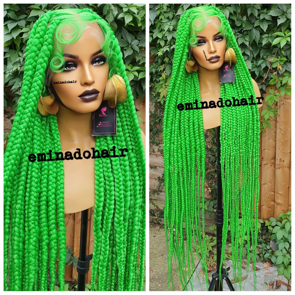 Cocobelle Lemon Green Knotless Box Braided Wig – Braided Wigs Store UK ...