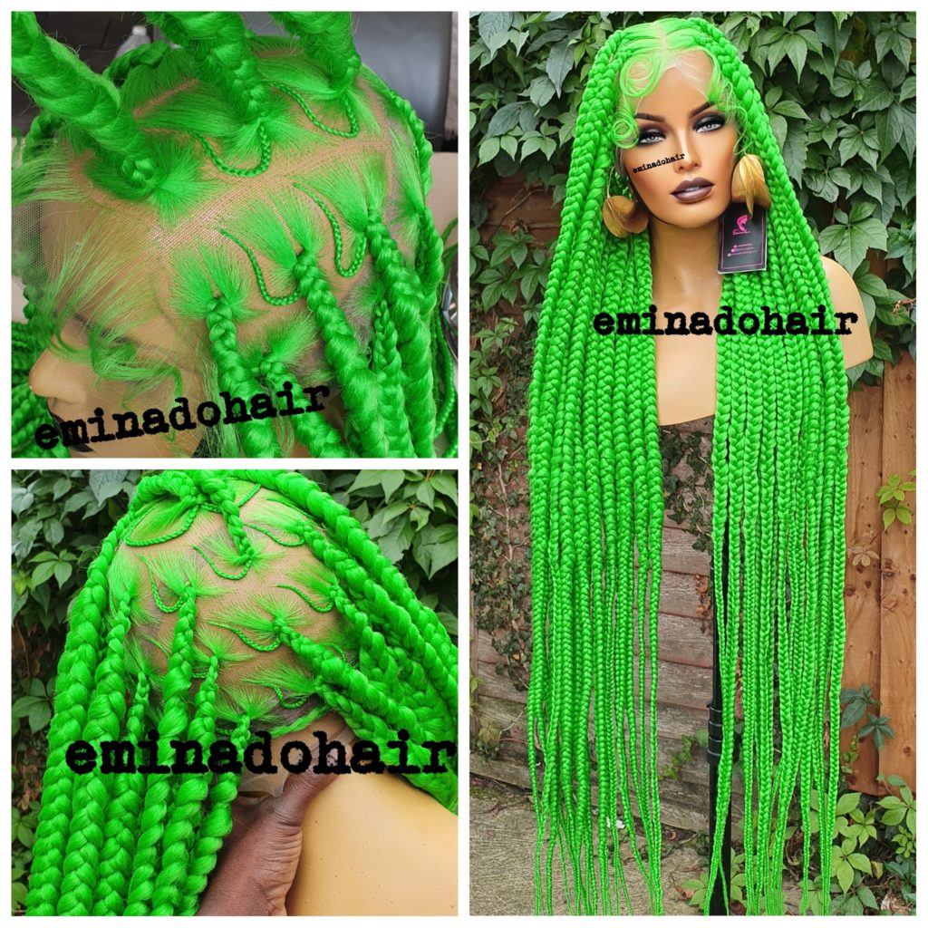 Cocobelle Lemon Green Knotless Box Braided Wig – Braided Wigs Store UK ...