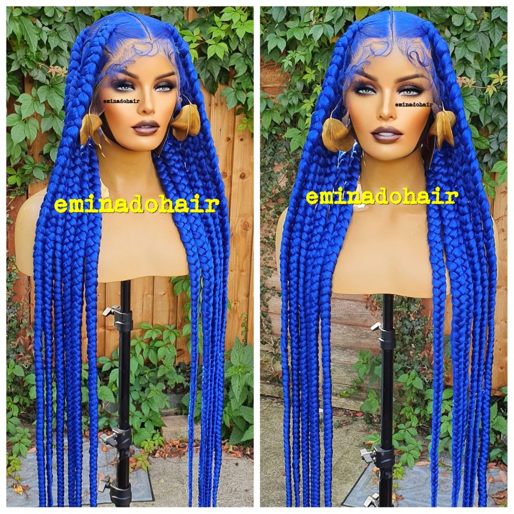 Indigo Blue Tiffany Knotless Box Braided Wig | Eminado Hair