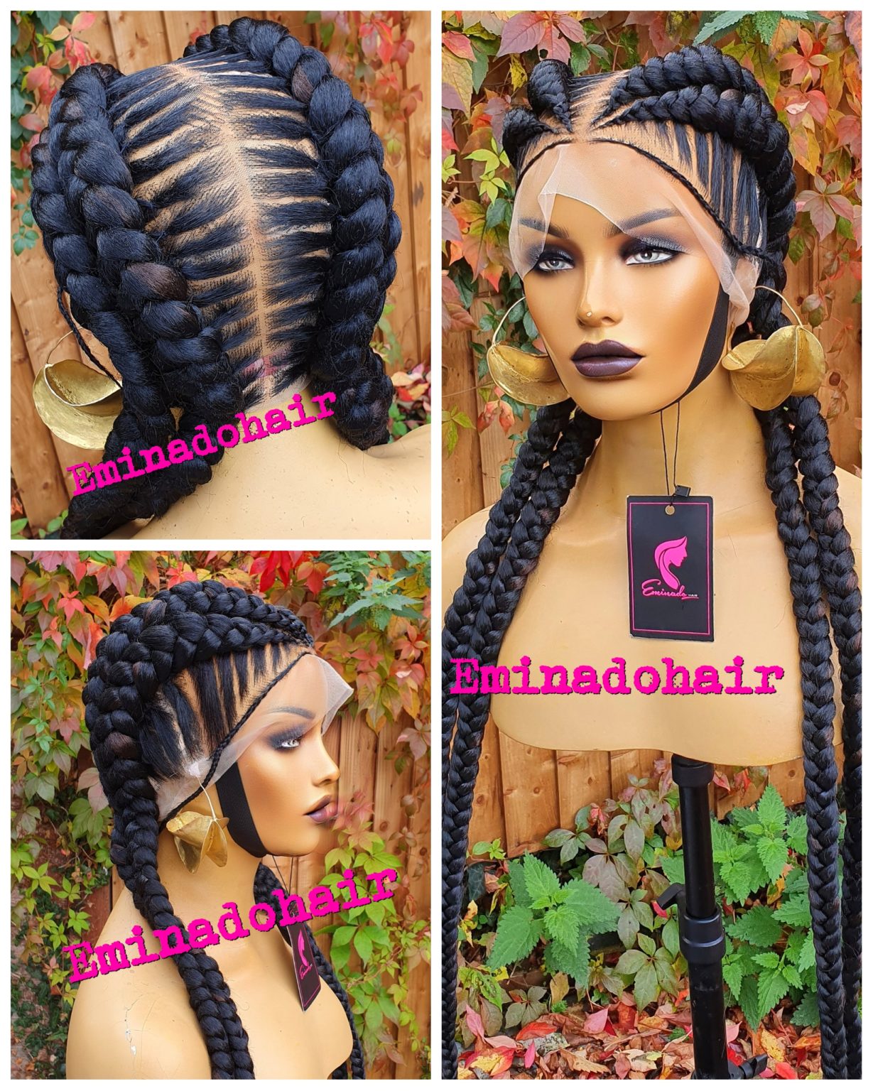 Crystal Pop Smoke Black Cornrow Braided Wig – Braided Wigs Store UK ...