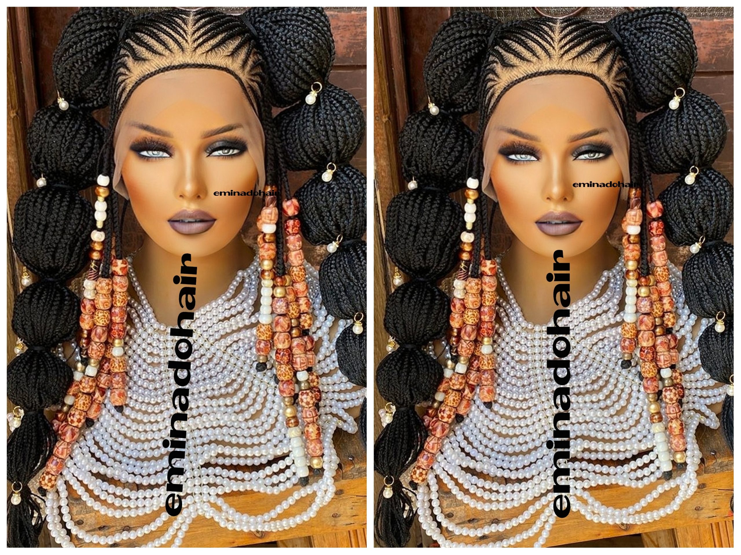 Zureey beaded braided wig, full lace wig | Braided Wigs Store UK ...