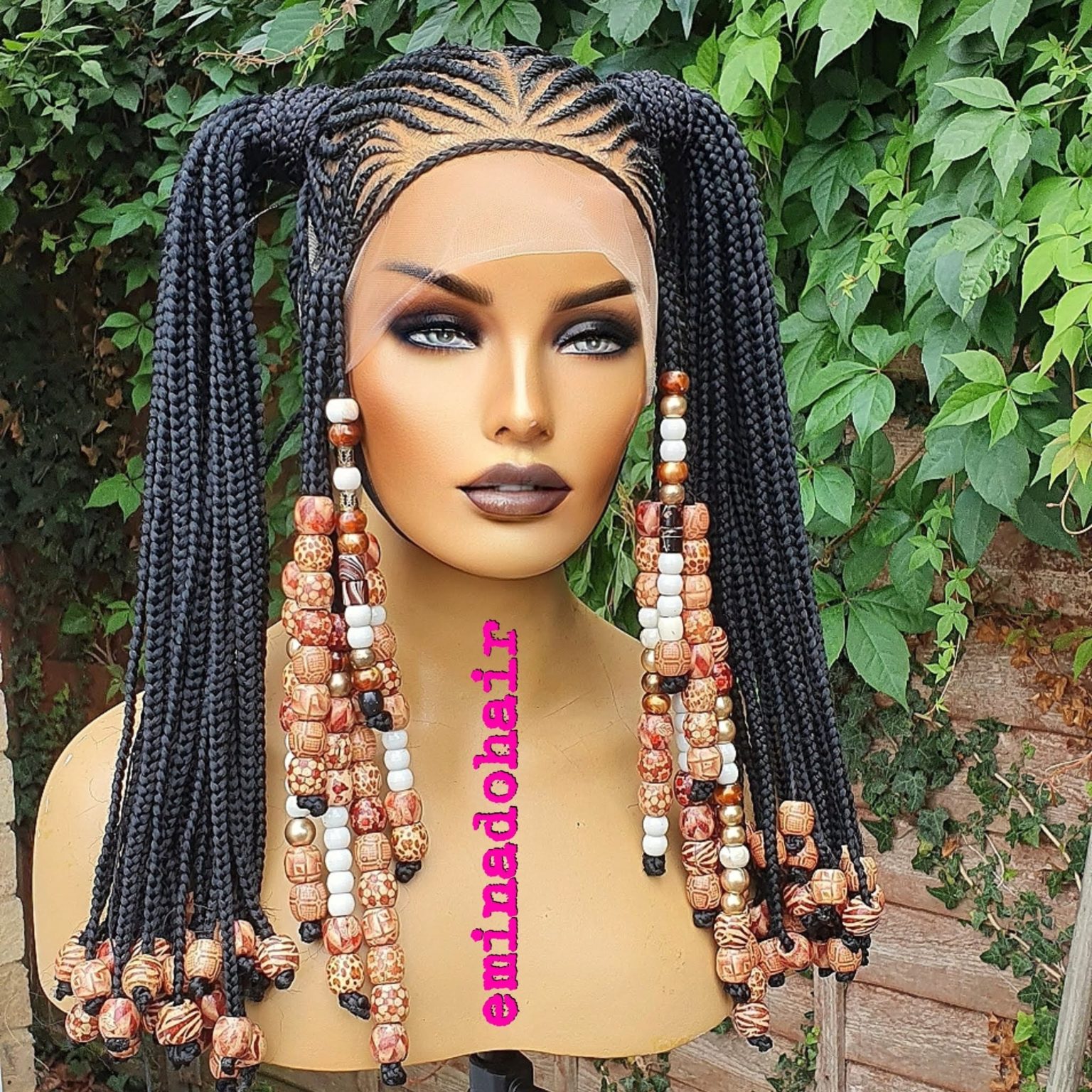 Zuriiy Beaded Cornrow Braided Wig – Braided Wigs Store UK | Eminado ...