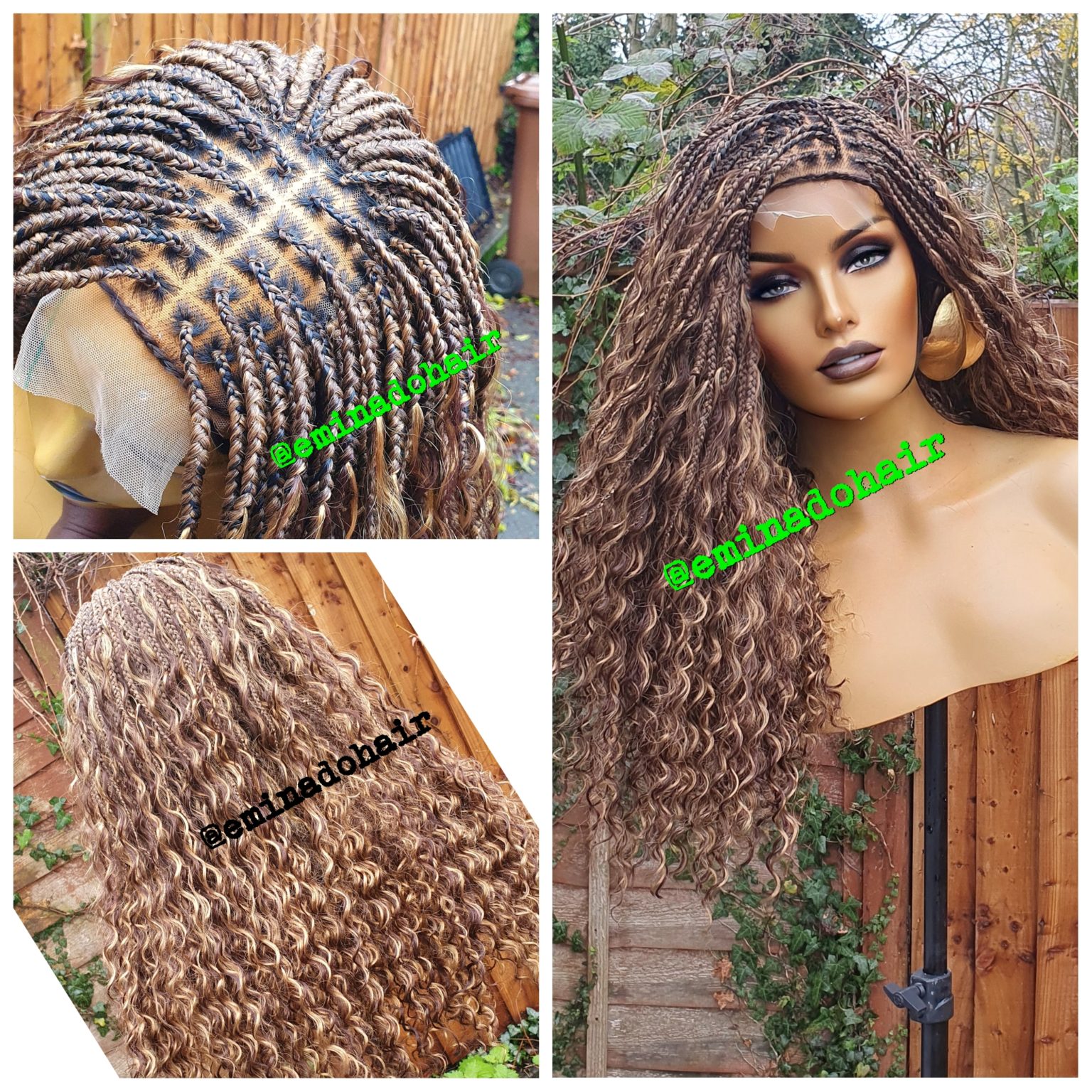 Mixed Brown Knotless Boho Box Braided Wig Eminado Hair