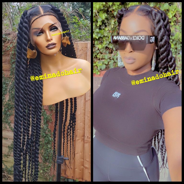 Funmi Distressed Black Chunky Twist Full Lace Braided Wig. – Braided ...