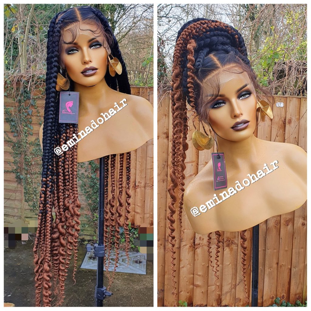 Steff Don Brown Ombre Curled Jumbo Knotless Box Braided Wig – Braided ...