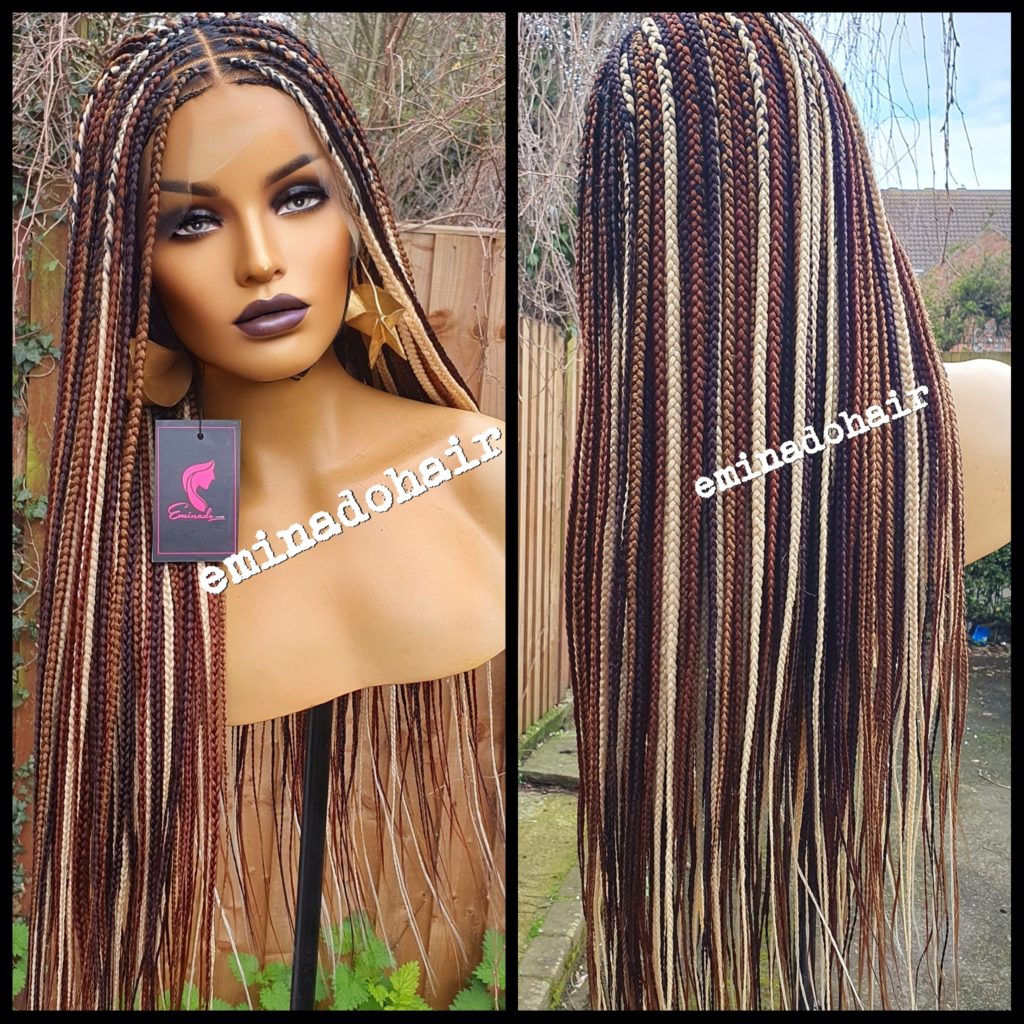 Knotless Braids Single Browns Mix Frontal 1 Ready To Ship Braided Wigs Store Uk Eminado