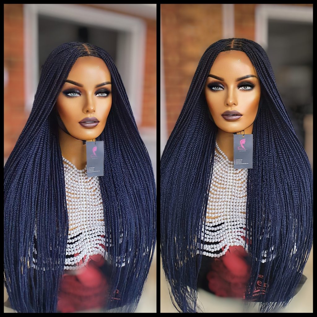 Knotless Braids Dark Blue Box Braided Wig – Braided Wigs Store UK ...