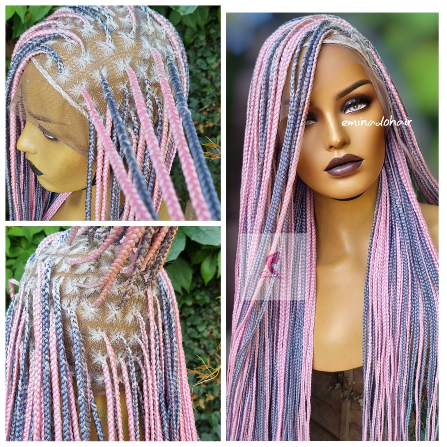 Knotless Braids Pastel Colour Mix Box Braided Wig Eminado Hair