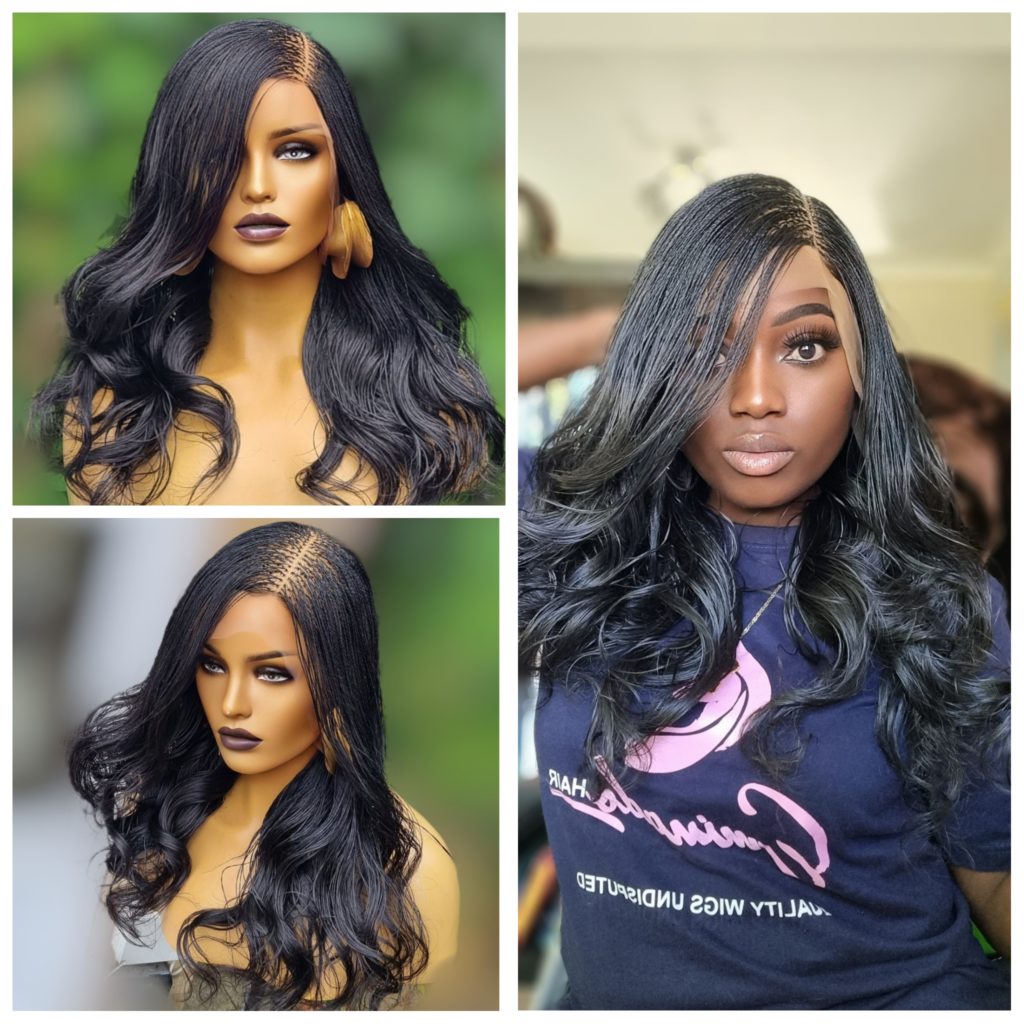 Microscopic Black Tiny Twists Full Frontal Braided Wig – Braided Wigs ...