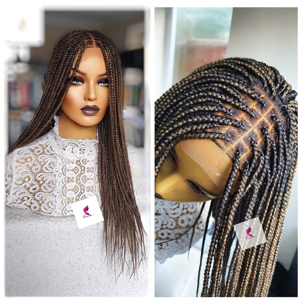 Knotless Braids Mixed Brown Short lenght 5by5 Closure – Braided Wigs ...